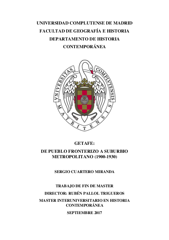 (PDF) Getafe. De pueblo fronterizo a suburbio metropolitano (1900-1930)