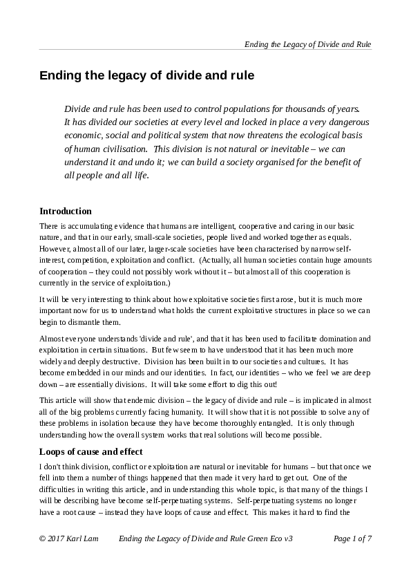 (PDF) Ending the Legacy of Divide and Rule