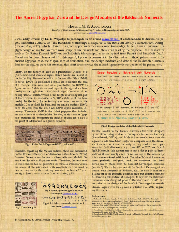 (PDF) The Ancient Egyptian Zero and the Design Modules of the Bakhshālī ...