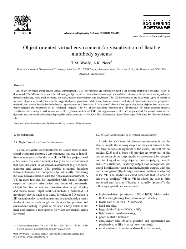 (PDF) Object-oriented virtual environment for visualization of flexible multibody systems