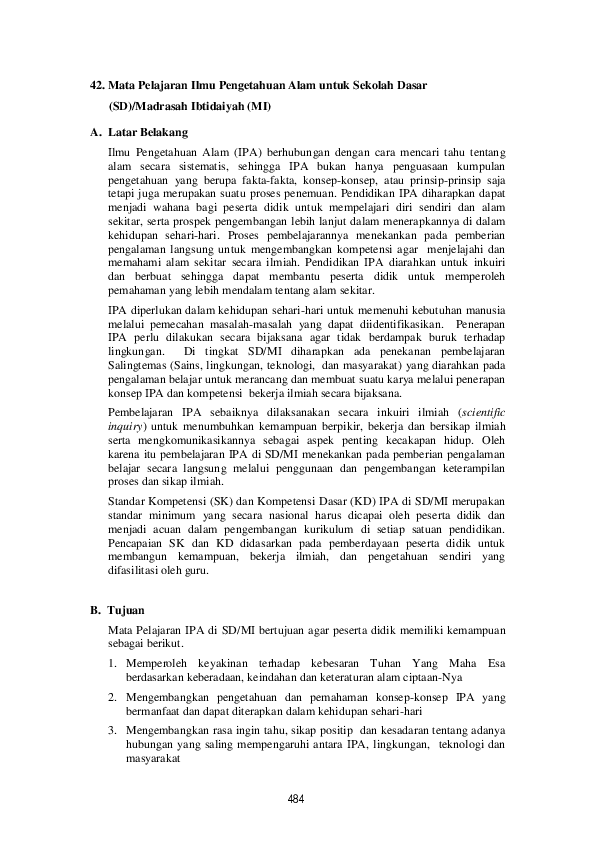 (PDF) SK dan KD IPA SD