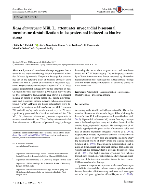 (PDF) Rosa damascena Mill L attenuates myocardial lysosomal membrane ...