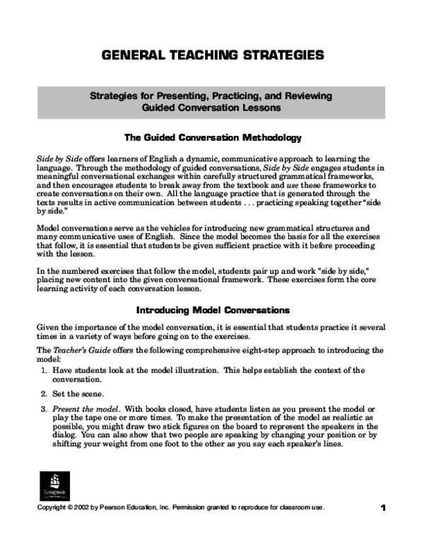 (PDF) GENERAL TEACHING STRATEGIES The Guided Conversation Methodology ...
