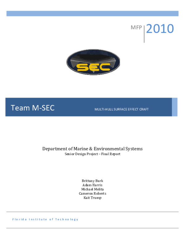 (PDF) Team M-SEC MULTI-HULL SURFACE EFFECT CRAFT Senior Design Project ...