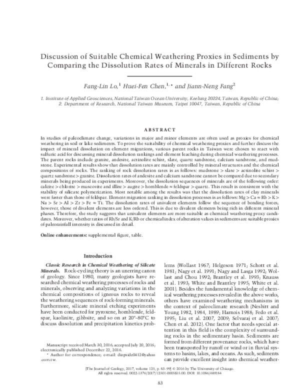 (PDF) Discussion of Suitable Chemical Weathering Proxies in Sediments ...