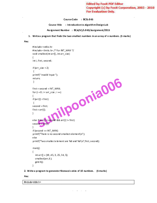 (PDF) BCSL 045 Solved Assignments 2016 | Amar Shinde - Academia.edu