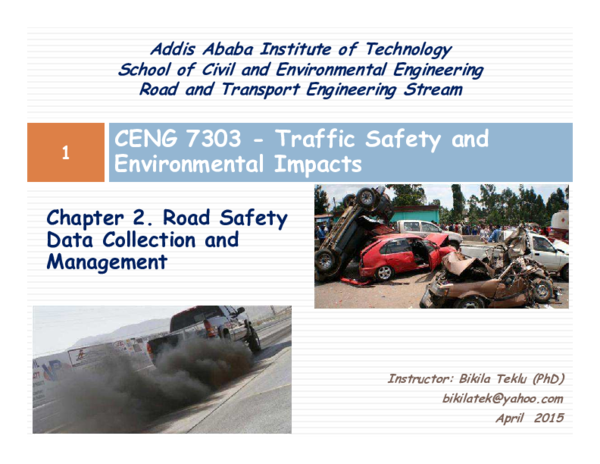 (PDF) Chapter 2. Road Safety Data Collection and CENG 7303 -Traffic ...