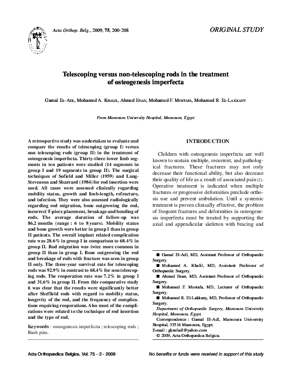 (PDF) Telescoping versus non-telescoping rods in the treatment of ...