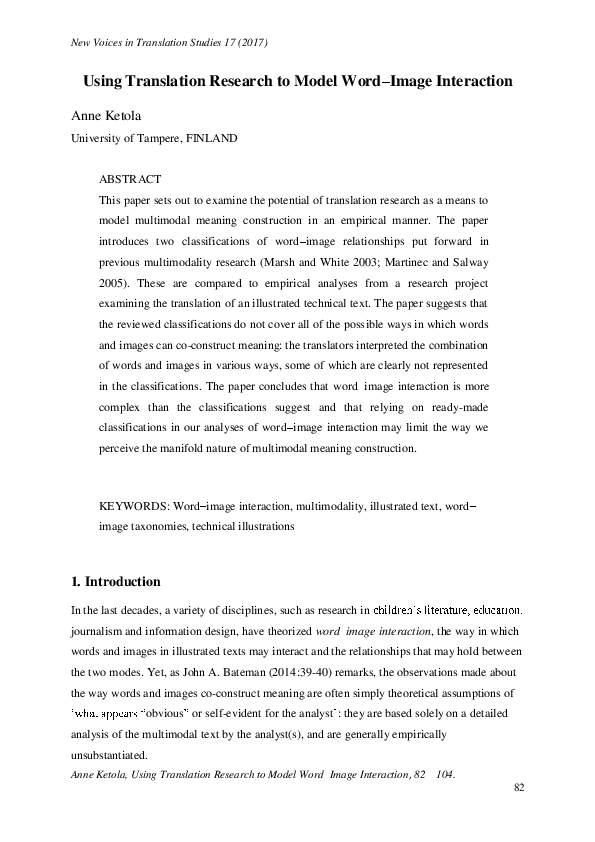 (PDF) Using Translation Research to Model Word Image Interaction