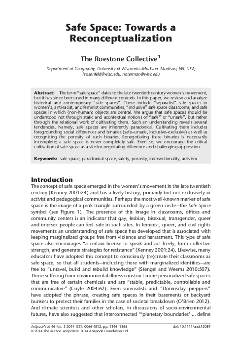 (PDF) Safe Space: Towards a Reconceptualization
