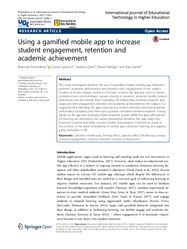 (PDF) Using a gamified mobile app to increase student engagement ...