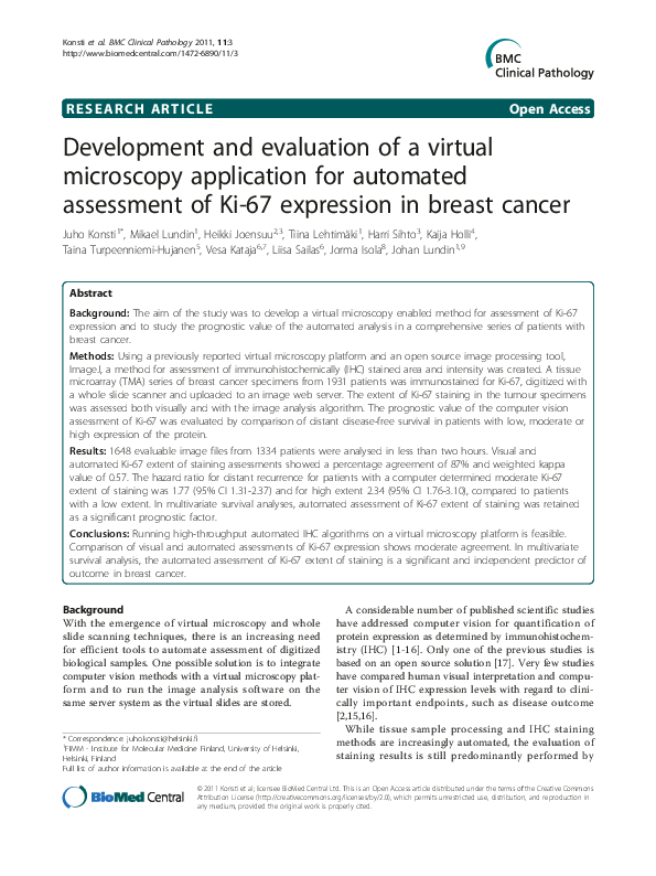 (PDF) Development and evaluation of a virtual microscopy application for automated assessment of ...