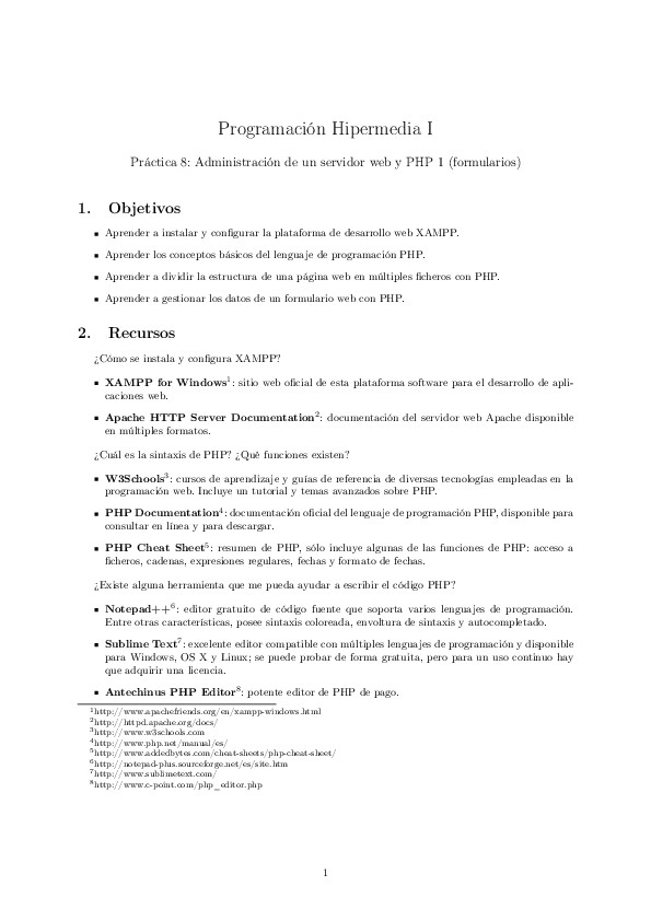 (PDF) Programación Hipermedia I. Práctica 8: Administración de un servidor web y PHP 1 ...