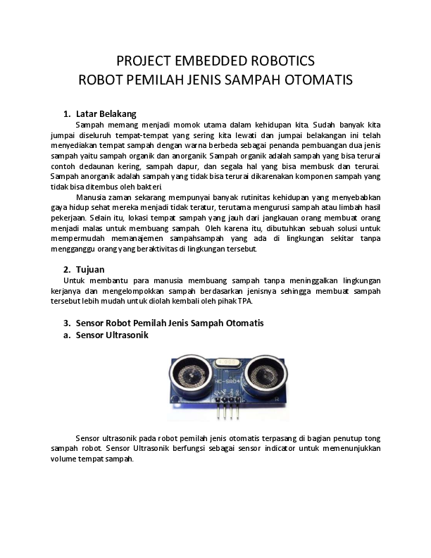 (PDF) ROBOT PEMILAH JENIS SAMPAH OTOMATIS PROJECT EMBEDDED ROBOTICS