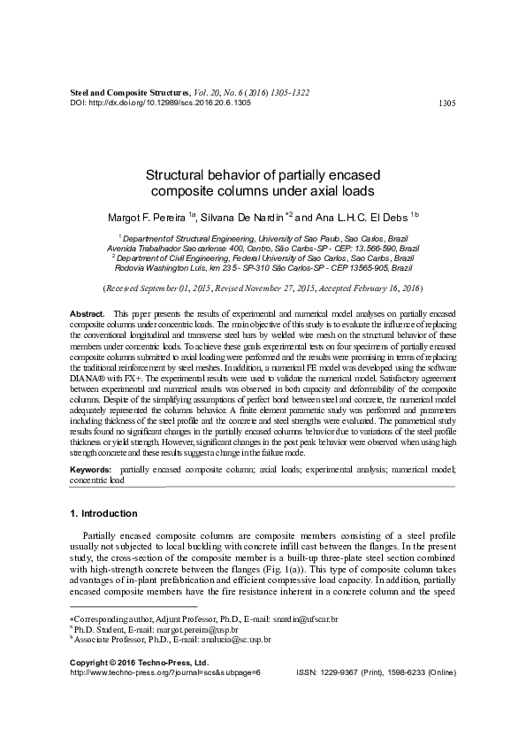 Pdf Structural Behavior Of Partially Encased Composite Columns Under