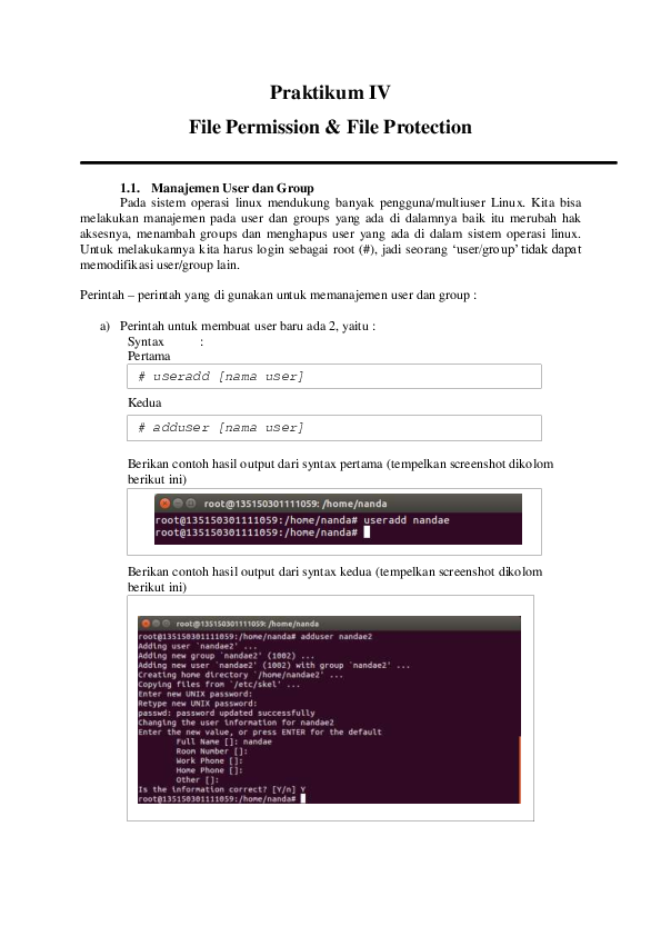 (PDF) File Permission & File Protection berbasis Linux Mata Kuliah ...