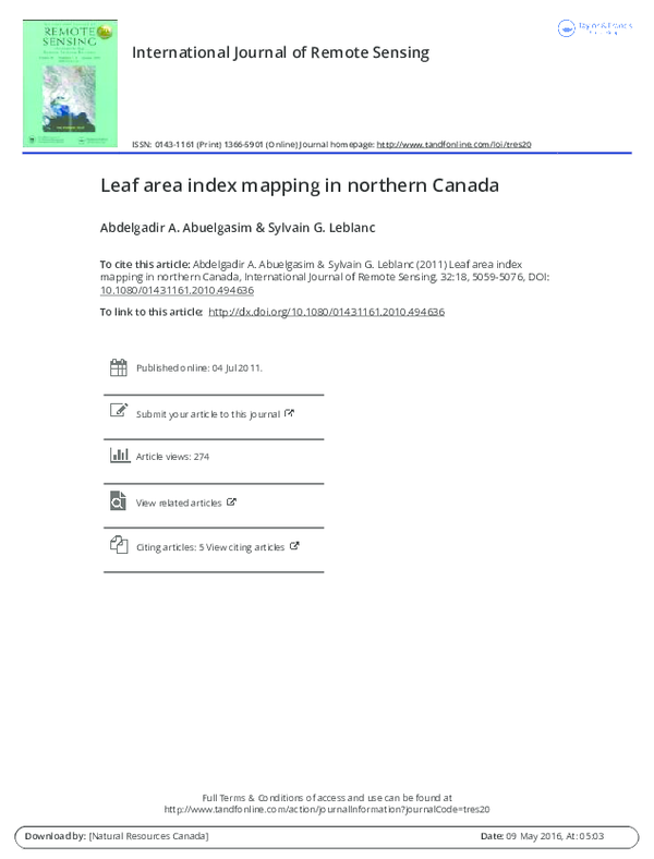 Pdf International Journal Of Remote Sensing Leaf Area Index Mapping