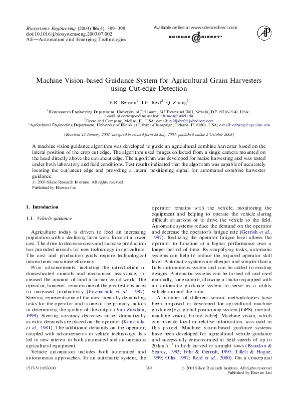 (PDF) Machine Vision-based Guidance System for Agricultural Grain ...
