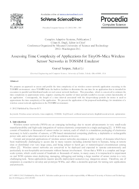 (PDF) Assessing Time Complexity of Applications for TinyOS-Mica ...