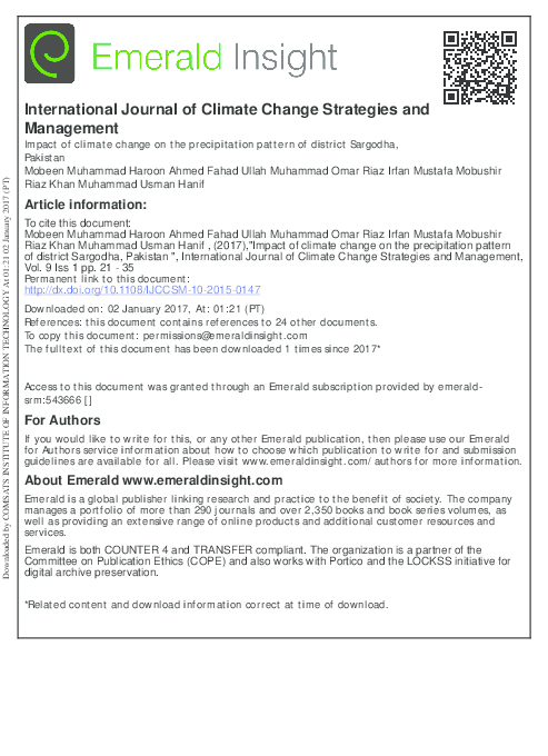 (PDF) International Journal of Climate Change Strategies and Management ...