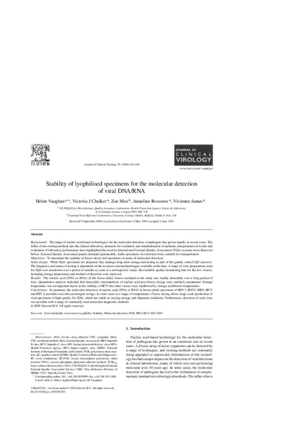 (PDF) Stability of lyophilised specimens for the molecular detection of ...