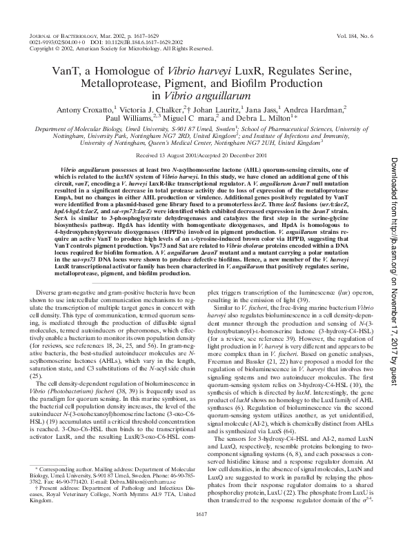 (PDF) VanT, a Homologue of Vibrio harveyi LuxR, Regulates Serine ...