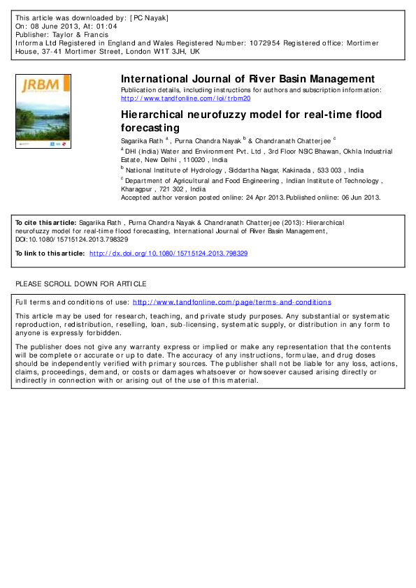 (PDF) International Journal of River Basin Management Hierarchical neurofuzzy model for real ...