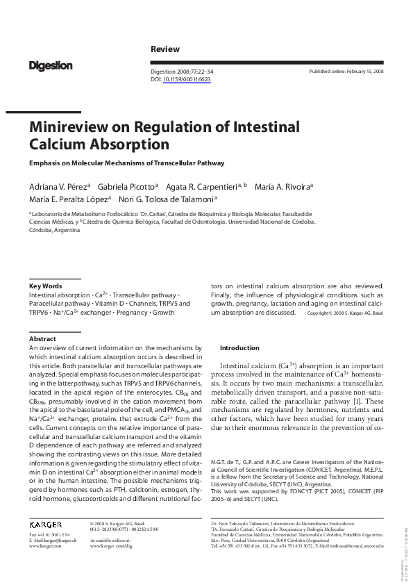 (PDF) Minireview on Regulation of Intestinal Calcium Absorption ...