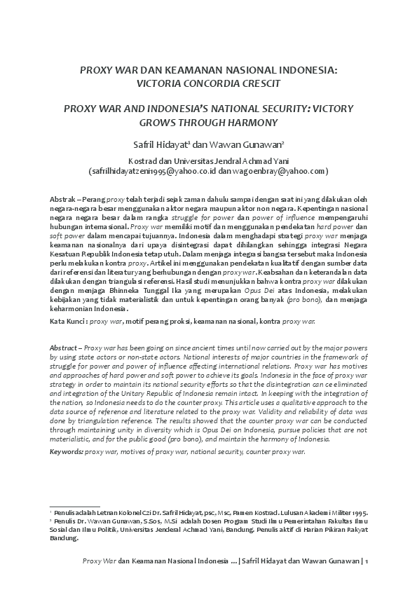 (PDF) PROXY WAR DAN KEAMANAN NASIONAL INDONESIA: VICTORIA CONCORDIA ...