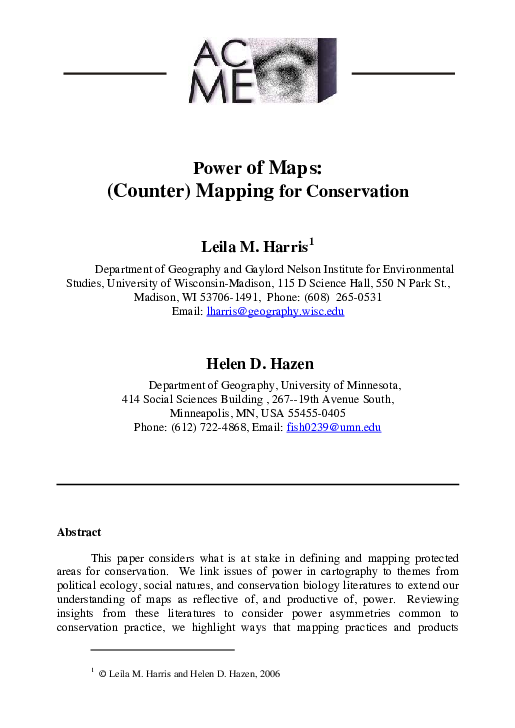 (PDF) Power of Maps: (Counter) Mapping for Conservation