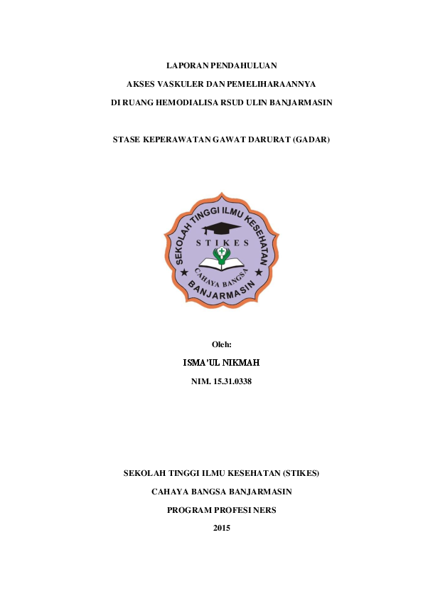 (DOC) Akses Vaskuler dan Pemeliharaannya (NERS_Stase Keperawatan Gawat ...