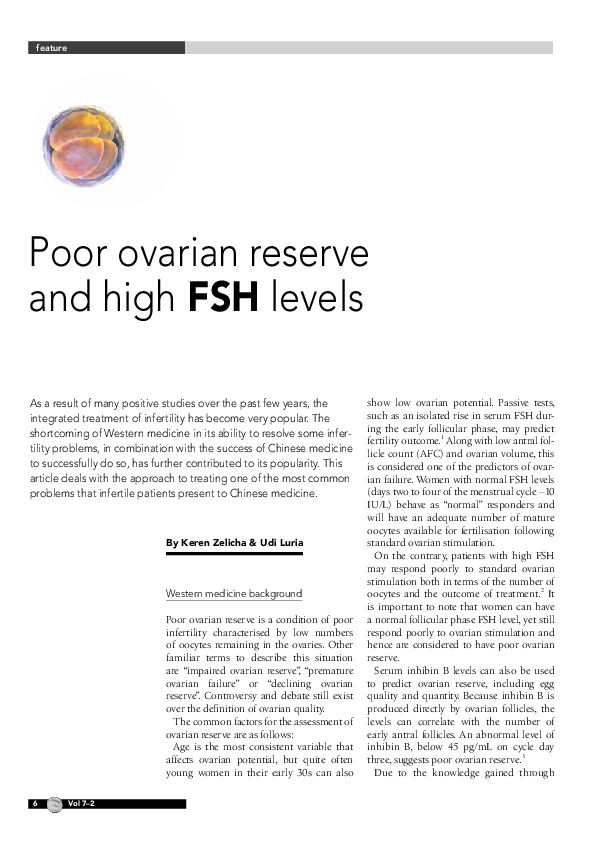 (PDF) Chinese medicine treating poor ovarian reserve and high FSH levels