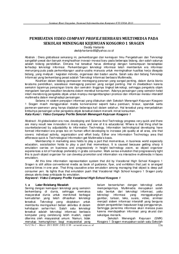 (PDF) PEMBUATAN VIDEO COMPANY PROFILE BERBASIS MULTIMEDIA PADA SEKOLAH MENENGAH KEJURUAN KOSGORO ...