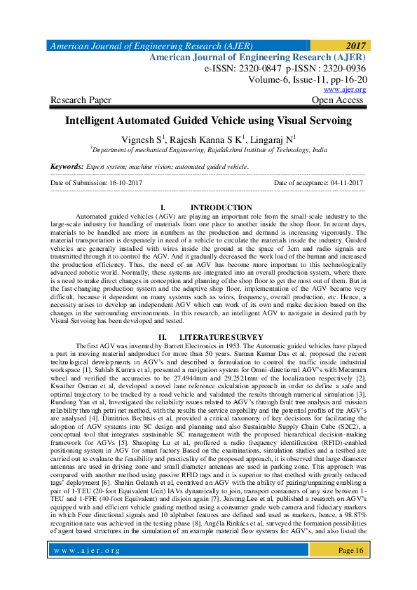 Pdf Intelligent Automated Guided Vehicle Using Visual Servoing