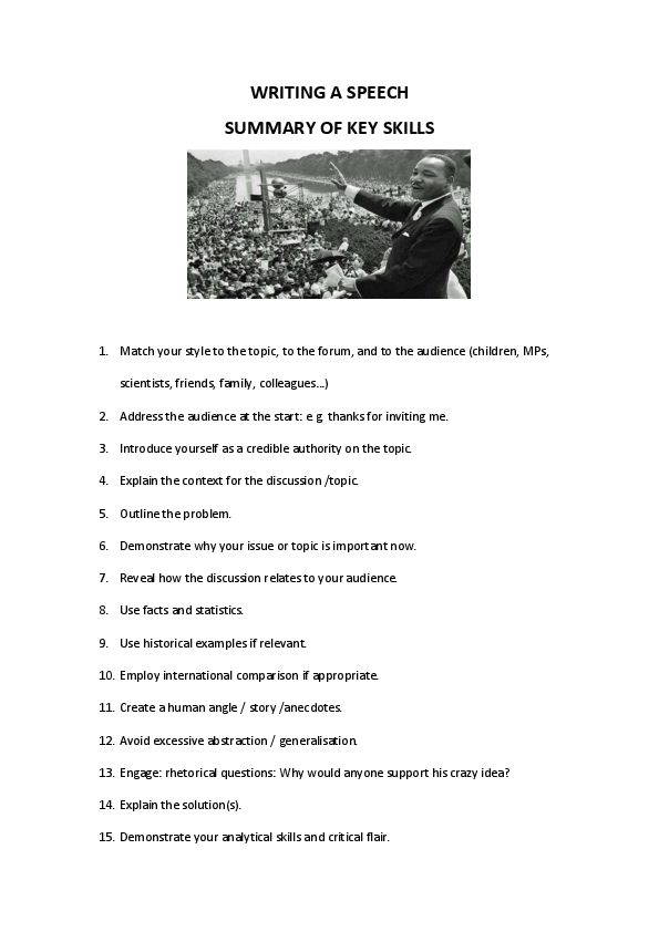 (PDF) Writing a Speech