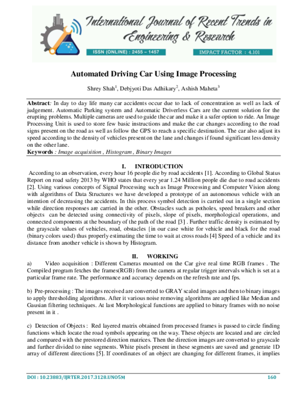 Automated Driving Car Using Image Processing