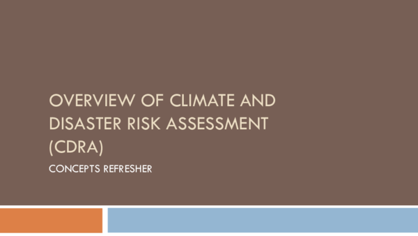 (PDF) OVERVIEW OF CLIMATE AND DISASTER RISK ASSESSMENT (CDRA