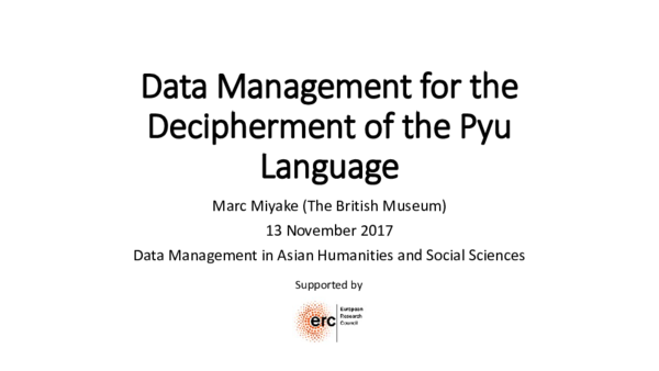 (PDF) Data Management for the Decipherment of the Pyu Language