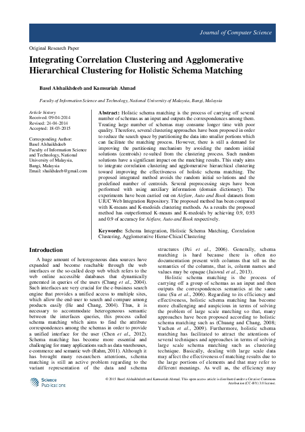 (PDF) Enhanced Schema Matching via Integrated Clustering