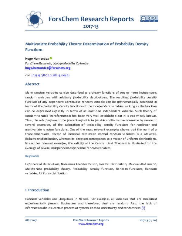 (PDF) Multivariate Probability Theory: Determination of Probability Density Functions