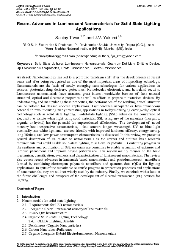 (PDF) Recent Advances in Luminescent Nanomaterials for Solid State ...