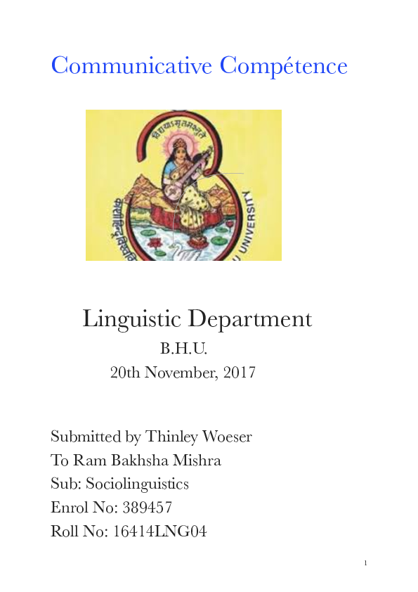 (PDF) Communicative Compétence Linguistic Department