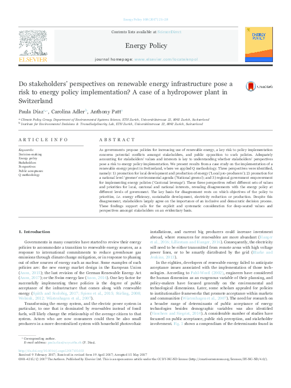 (PDF) Do stakeholders' perspectives on renewable energy infrastructure ...