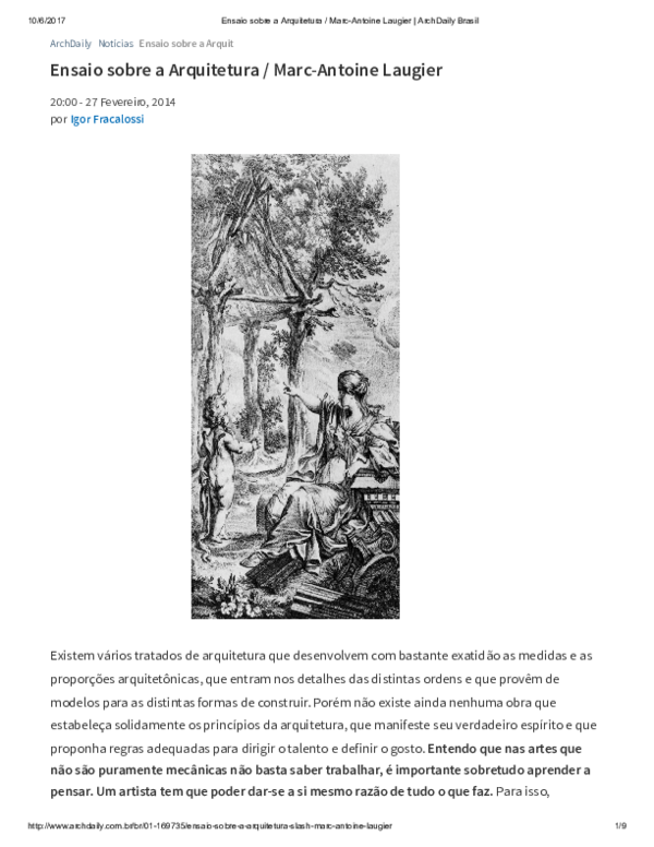 (PDF) Ensaio sobre a Arquitetura / Marc Antoine Laugier