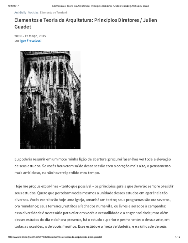 (PDF) Elementos e Teoria da Arquitetura. Princípios Diretores / Julien ...