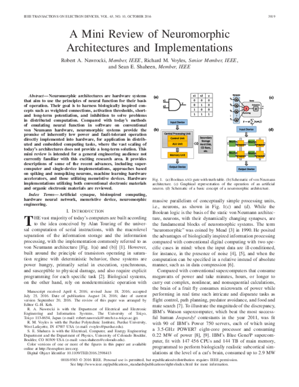 (PDF) A Mini Review of Neuromorphic Architectures and Implementations
