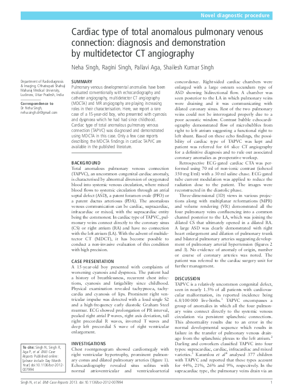 (PDF) Cardiac type of total anomalous pulmonary venous connection ...