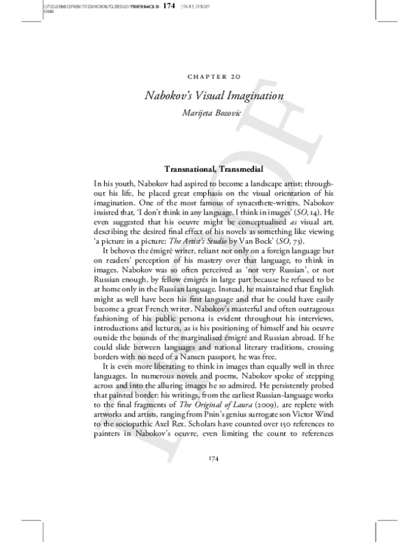 (PDF) "Nabokov's Visual Imagination." In Nabokov in Context. Eds. David ...