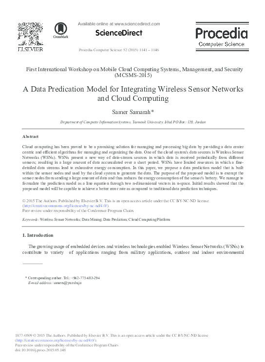 (PDF) ScienceDirect First International Workshop on Mobile Cloud Computing Systems, Management ...