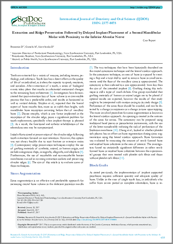 (PDF) Extraction and Ridge Preservation Followed by Delayed Implant ...